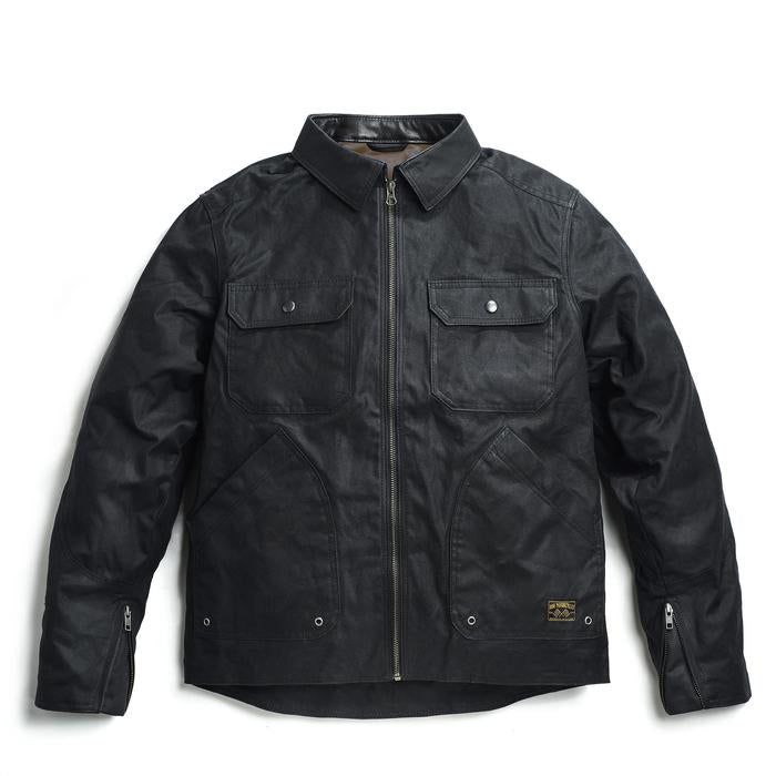 JANE MOTORCYCLES THE DRIGGS WAXED CANVAS FIELD BLACK RIDING JACKET